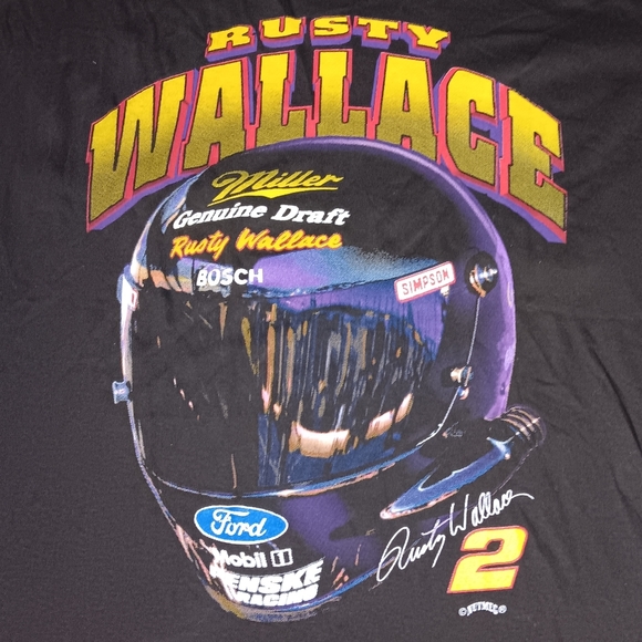 Nascar | Shirts | New 9s Rusty Wallace Nascar Helmet Shirt Vintage Tee ...